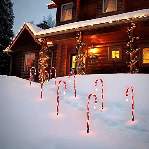 Christmas Candy Cane Lights,8Pcs Solar Christmas Candy Cane Light, Christmas Decoration, for Home Garden Passage Pathway Courtyard Lawn Decoration Light