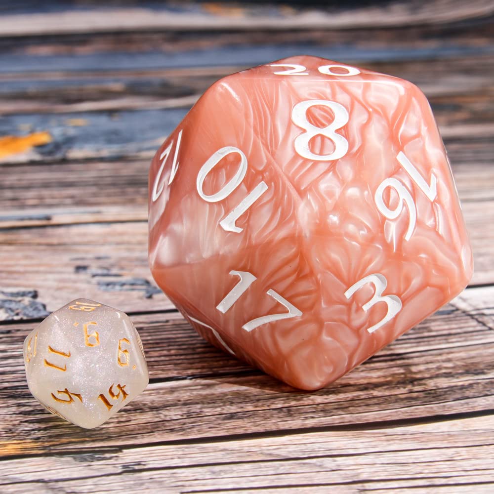 20 Sided DND Dice,D20 Giant Polyhedral Dice,55mm Titan Large Pearl Color D20 Dice,20 Sided Cube D&D Dice Set for Dungeons and Dragons, RPG, MTG Table Games(Black-Pearl Series)