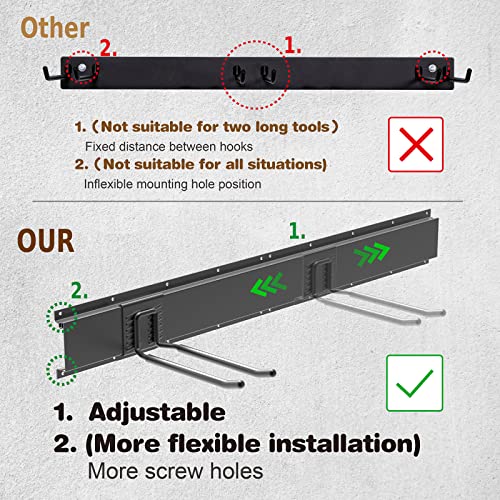 Charmount 18 Pcs Garage Storage Organization Wall Mount,96 Inch Adjustable Yard Garden Tool Organizer With 12 Heavy Duty Hooks,Tracks Max Load 1200lb