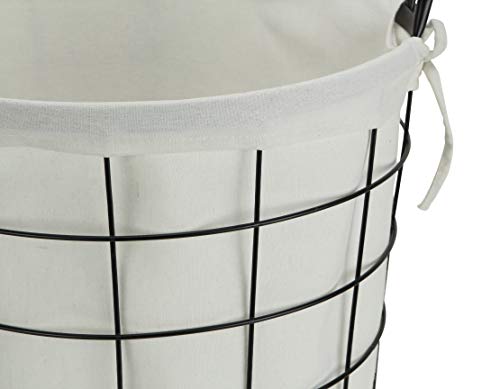 Cheung's 16S005 Lined Metal Wire Basket with Handles, Black