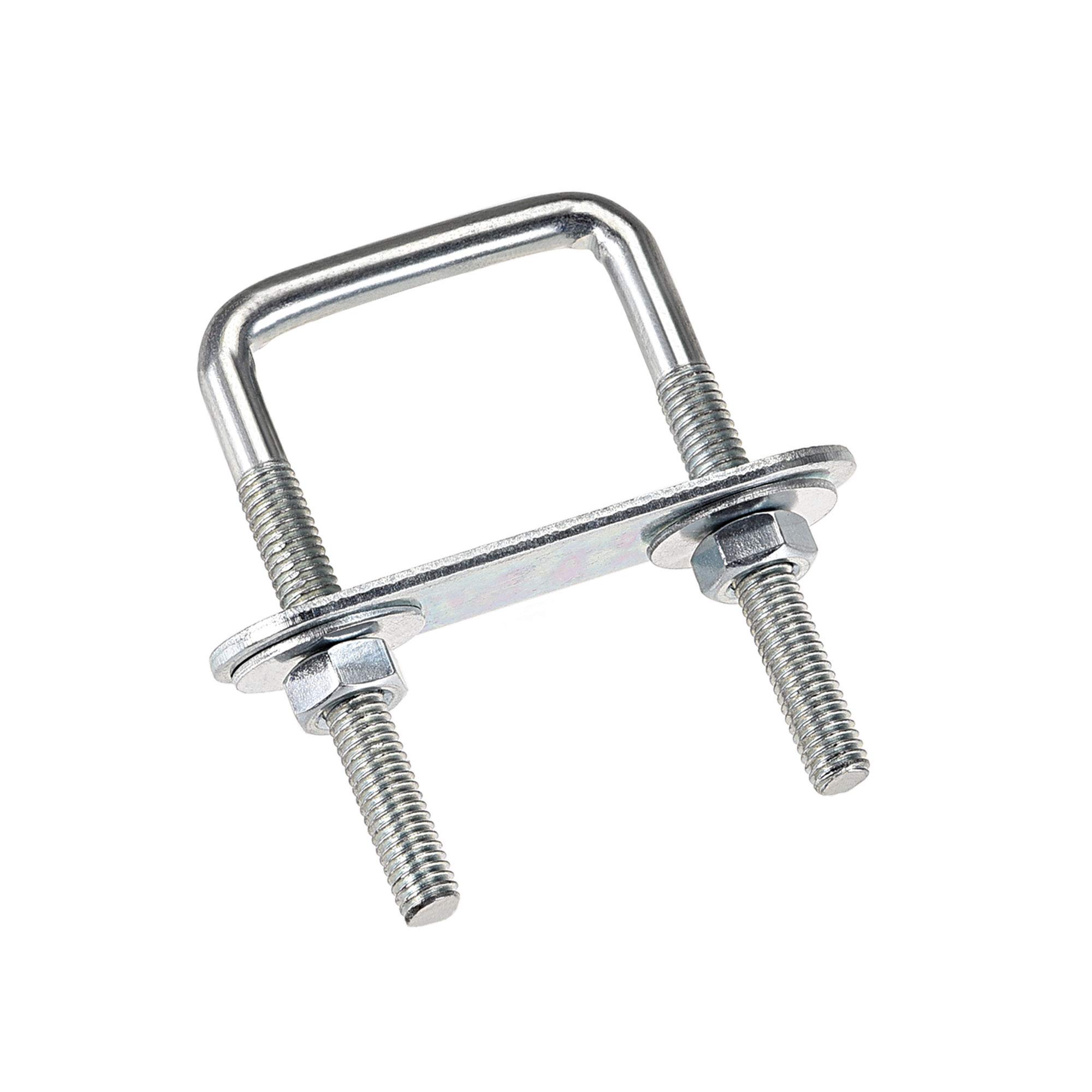 uxcell Square U-Bolts 1-3/8"(35mm) Inner Width Carbon Steel M6 with Nuts, Frame Plate, Round Washers 2 Set