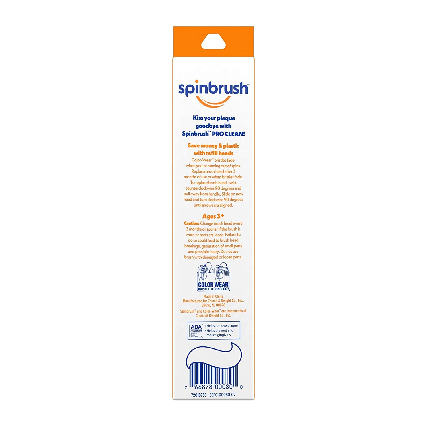 Arm & Hammer Spinbrush Pro Series, Clean Electric Toothbrush Replacement Brush Heads Refills, Soft Bristles, 2 Count - 1 Pack. (Includes 2 Replacement Brush Heads Total.)