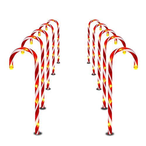 Christmas Candy Cane Lights,Christmas Candy Cane Pathway Lights,Candy Cane Christmas Decor, Christmas/New Year Holiday Lights, Outdoor Garden Home Decorations Light,10pcs