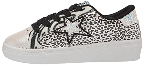 Skechers Kids Girls Goldie Sneaker, White/Leopard, 6 Big Kid