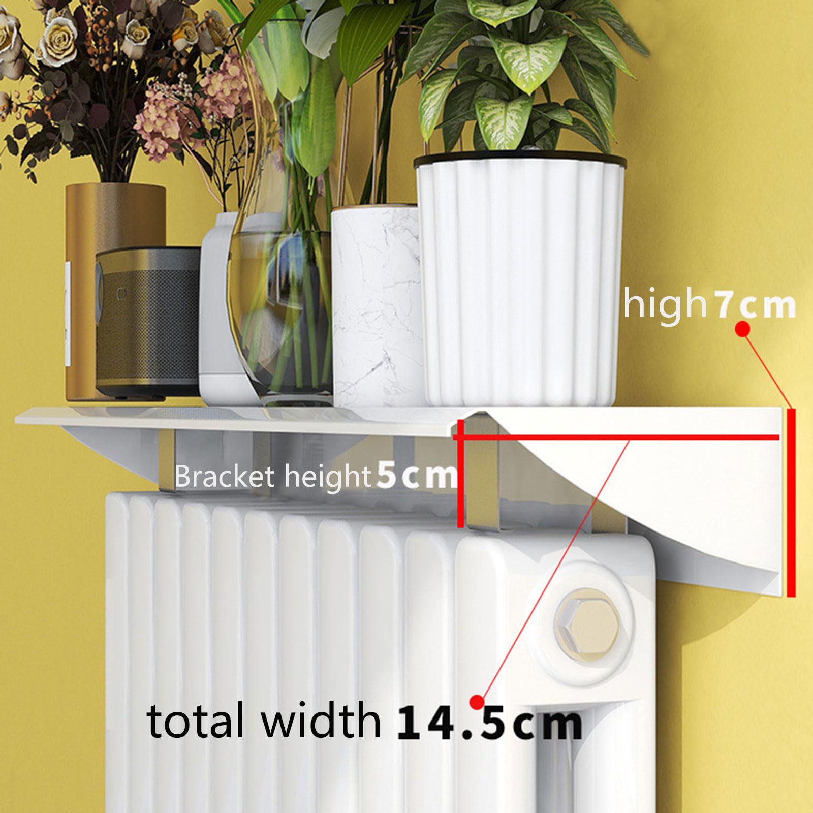 AHDFY Radiator Cover,Radiator Shelf White,Heating Hide-Out Cover, No Drilling Required,Modern Cabinet Top,Universal Radiator Shelf Bracket,for Living Room Bedroom Hallway Decor Display Heater,85cm
