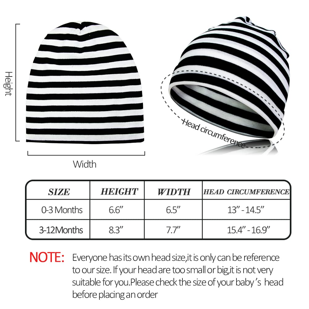 AIPESL 4 Pack Soft Cotton Newborn Hats, Unisex Cute Infant Beanie Caps for Baby Multicolour