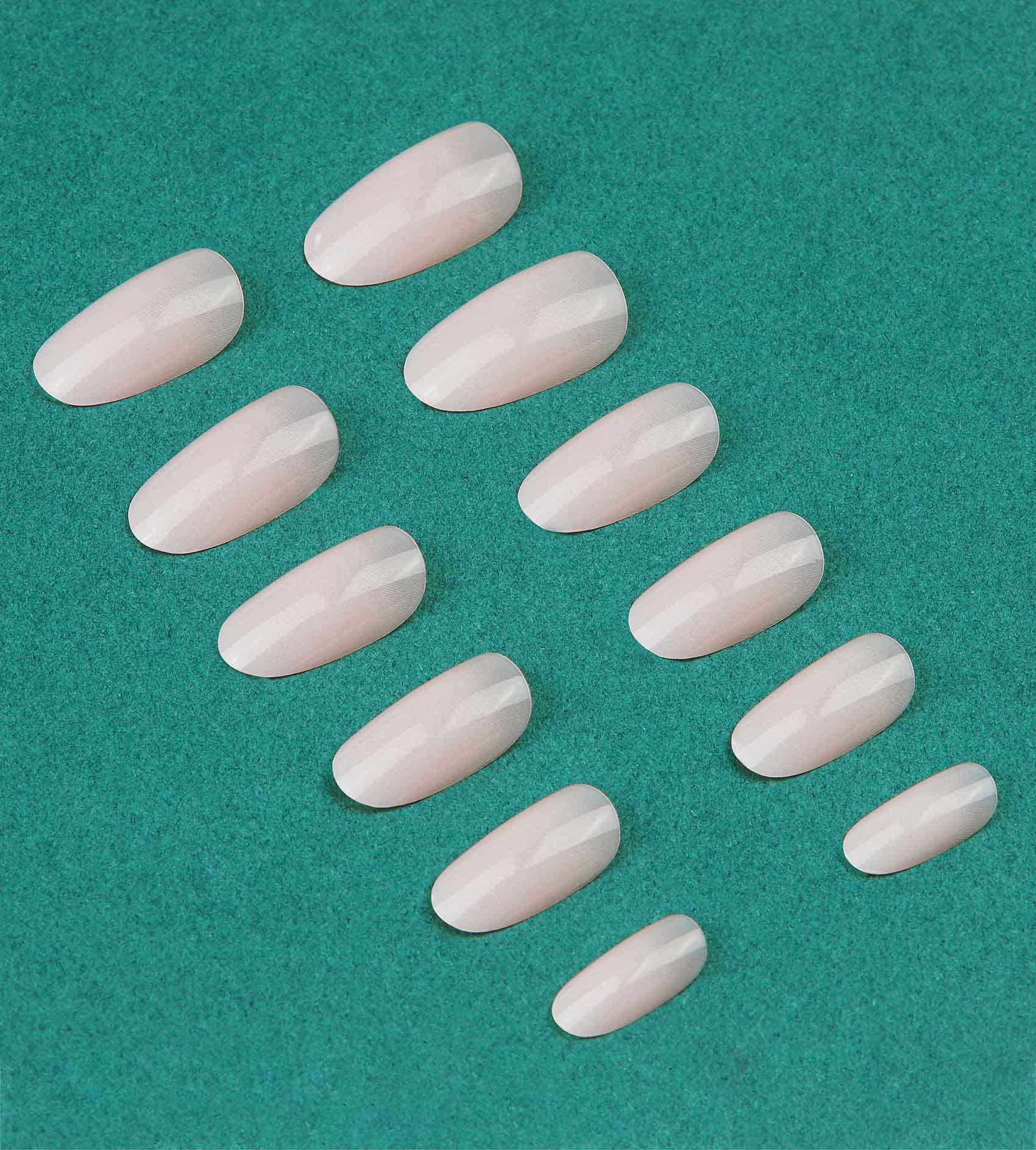 24 Pcs Press on Nails Medium, Sunjasmine Almond Fake Nails with Glue, Pink White Gradient False Nails with Designs, Acrylic for Women