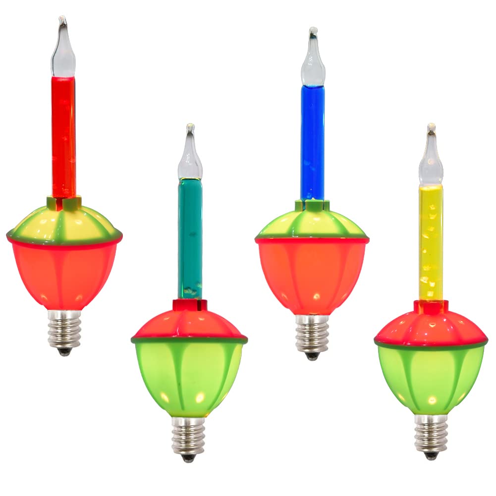 4 Pack Multicolor Christmas Bubble Replacement Bulbs, 5W Multicolor Bubble Lights with Yellow, Red, Blue, Green Liquid Perfer for Vintage C7 Outdoor Christmas Bubble String Lights, E12 Base