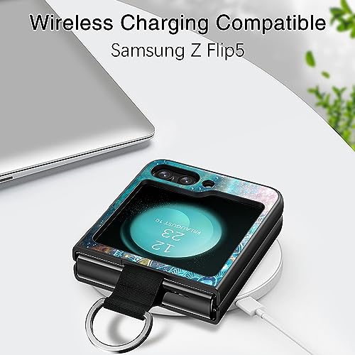 BENTOBEN Samsung Galaxy Z Flip 5 Case, Slim Fit Glow in The Dark Soft Flexible Bumper Protective with Ring Shockproof Anti Scratch Non-Slip Case Cover for Galaxy Z Flip 5 6.7β 2023, Mandala in Galaxy