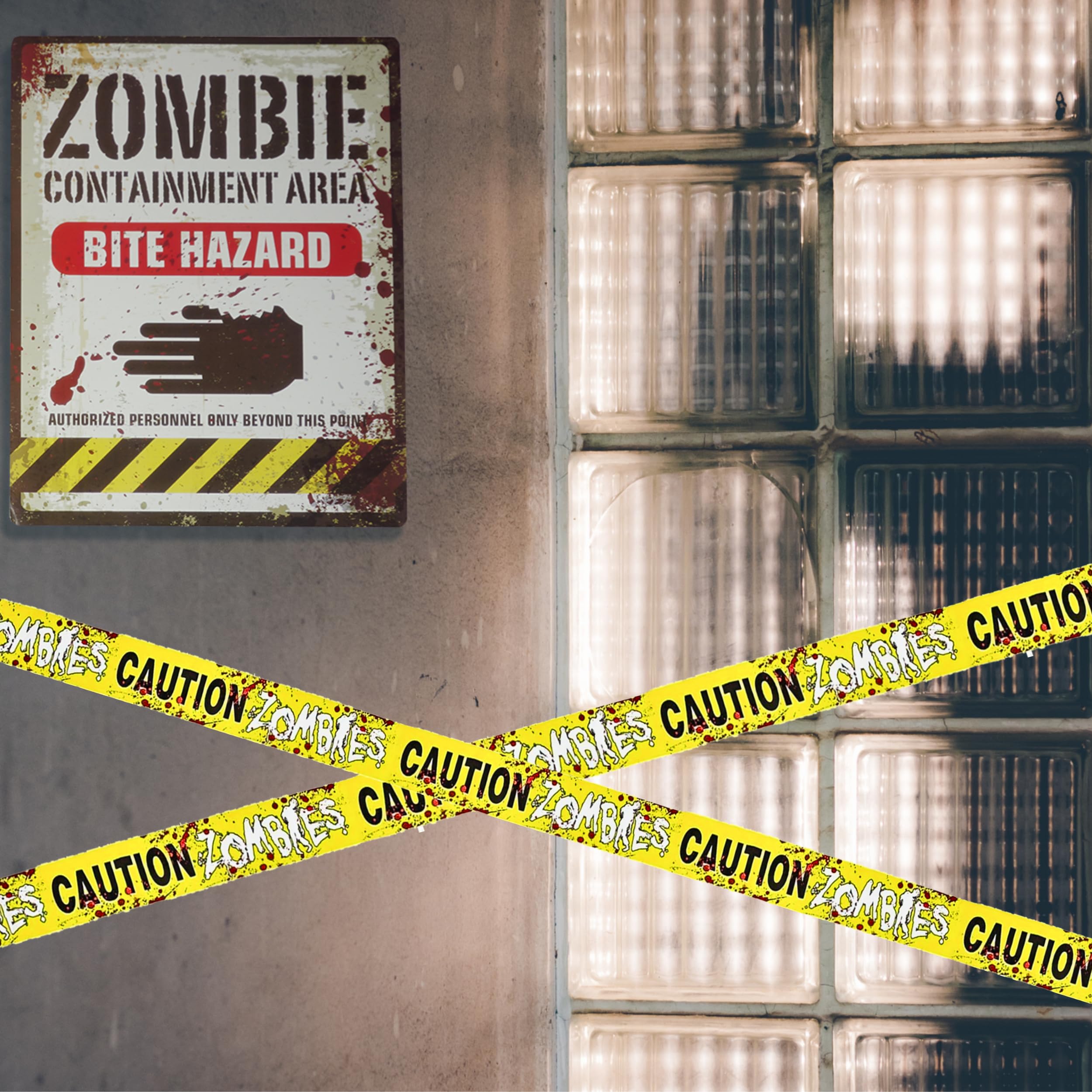 6 Warning Signs 11x14" with Caution Tape Roll 20 Feet - Halloween Zombie Party Decorations Halloween Indoor Outdoor Yard Signs Beware Danger Door Posters Haunted House Decor