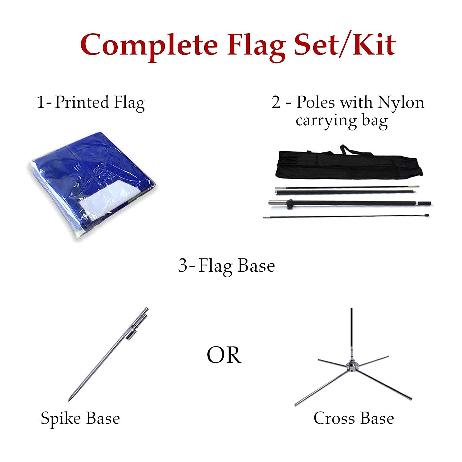 BannerBuzz Custom Shark Fin Flags with Hardware includes Aluminum Flag Pole & Ground Spike Base or Cross Base, Flutter Flag for Promotional Display Advertising, Indoor-Outdoor, Trade Shows (3.67 x 14.67 , Double Sided with Spike Base)