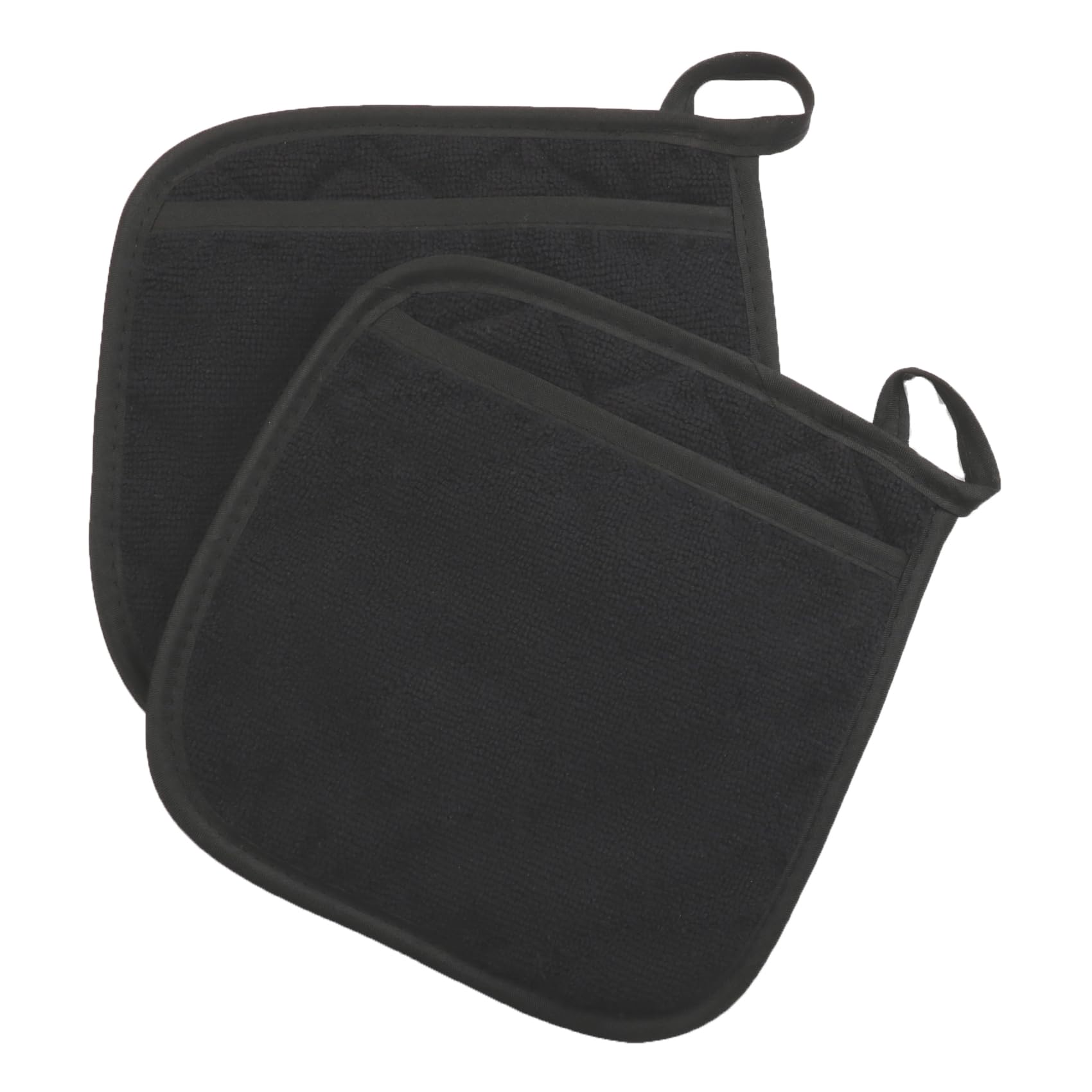 2Pcs Pot Holders Premium Terry Hot Pads Pot Holder for Kitchen Heat Resistant Cotton Potholders Oven Pot Holders Set for Cooking and Baking (Black)