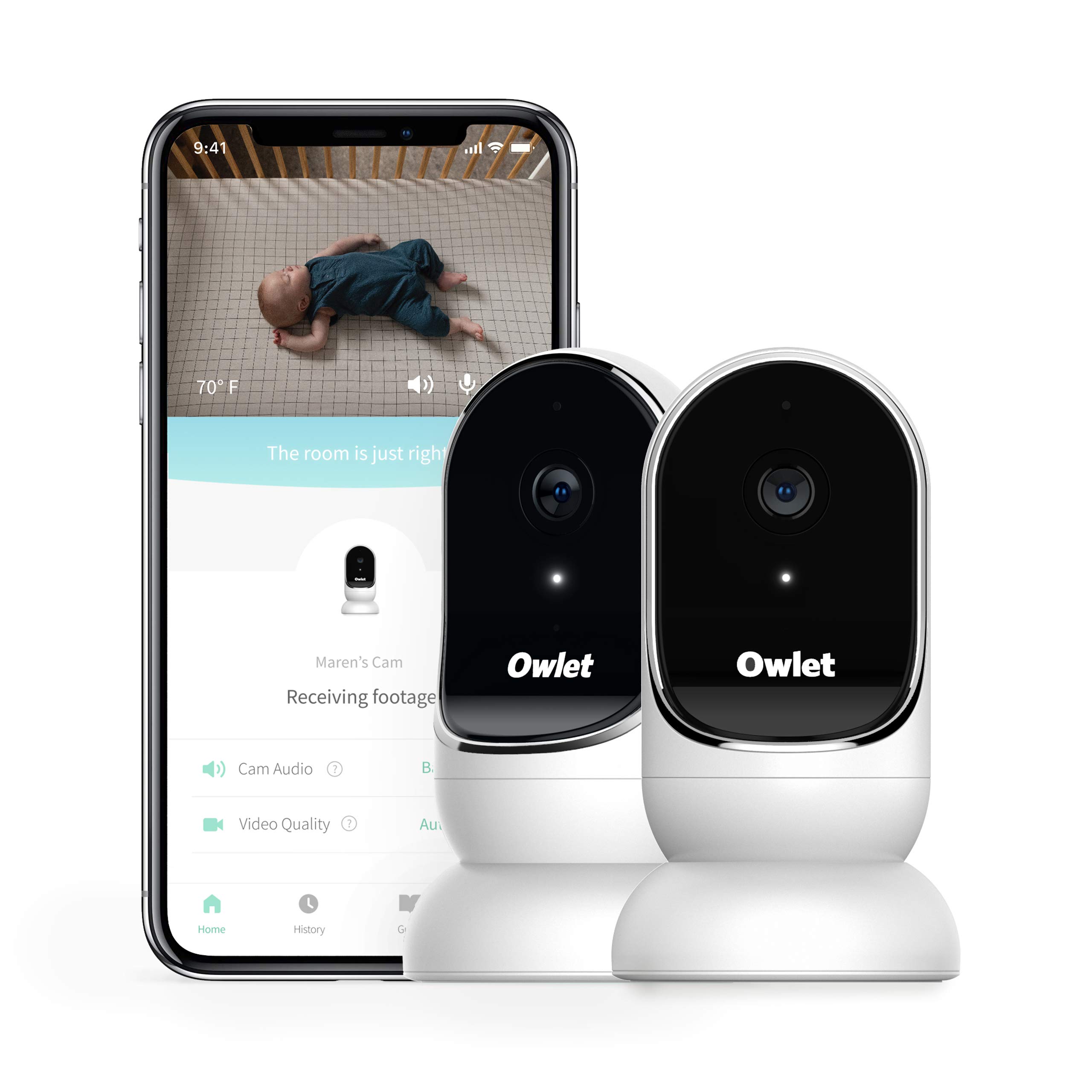 Owlet Cam 2 Pack Smart Baby Monitor - Secure, Encrypted HD Video from Anywhere, with Sound & Motion Notifications