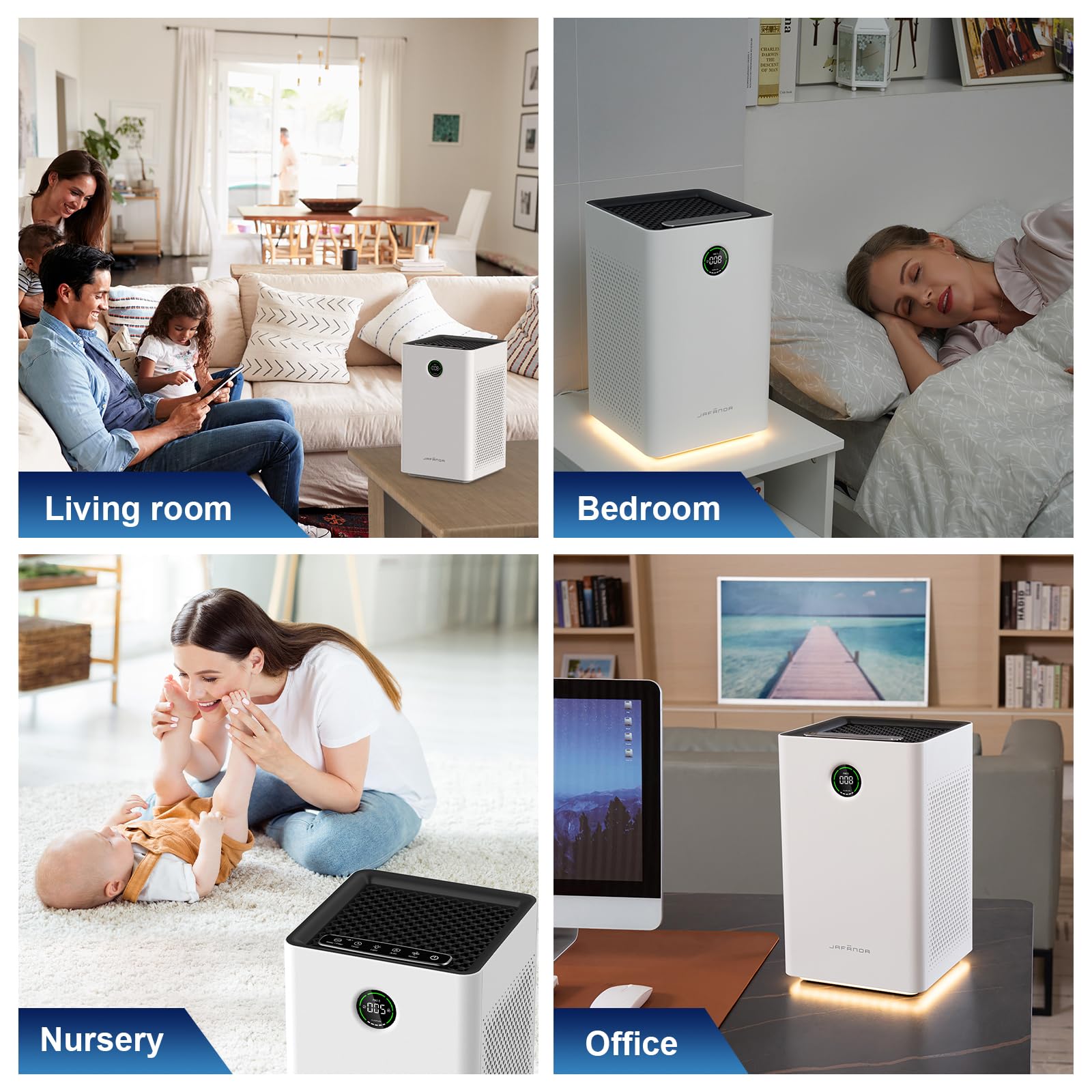 2PCS Jafända Air Purifiers for Home Large Room Hepa Filter Up To 1190ft², One Air Purifiers includes Smart Wifi and Alexa Control
