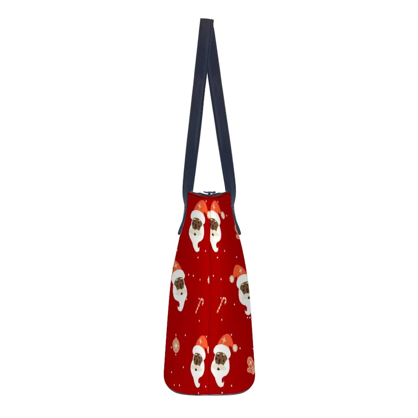 Christmas Santa Women's Tote Bag PU Leather Shoulder Bag Handbags Purse For Work Shopping Travel
