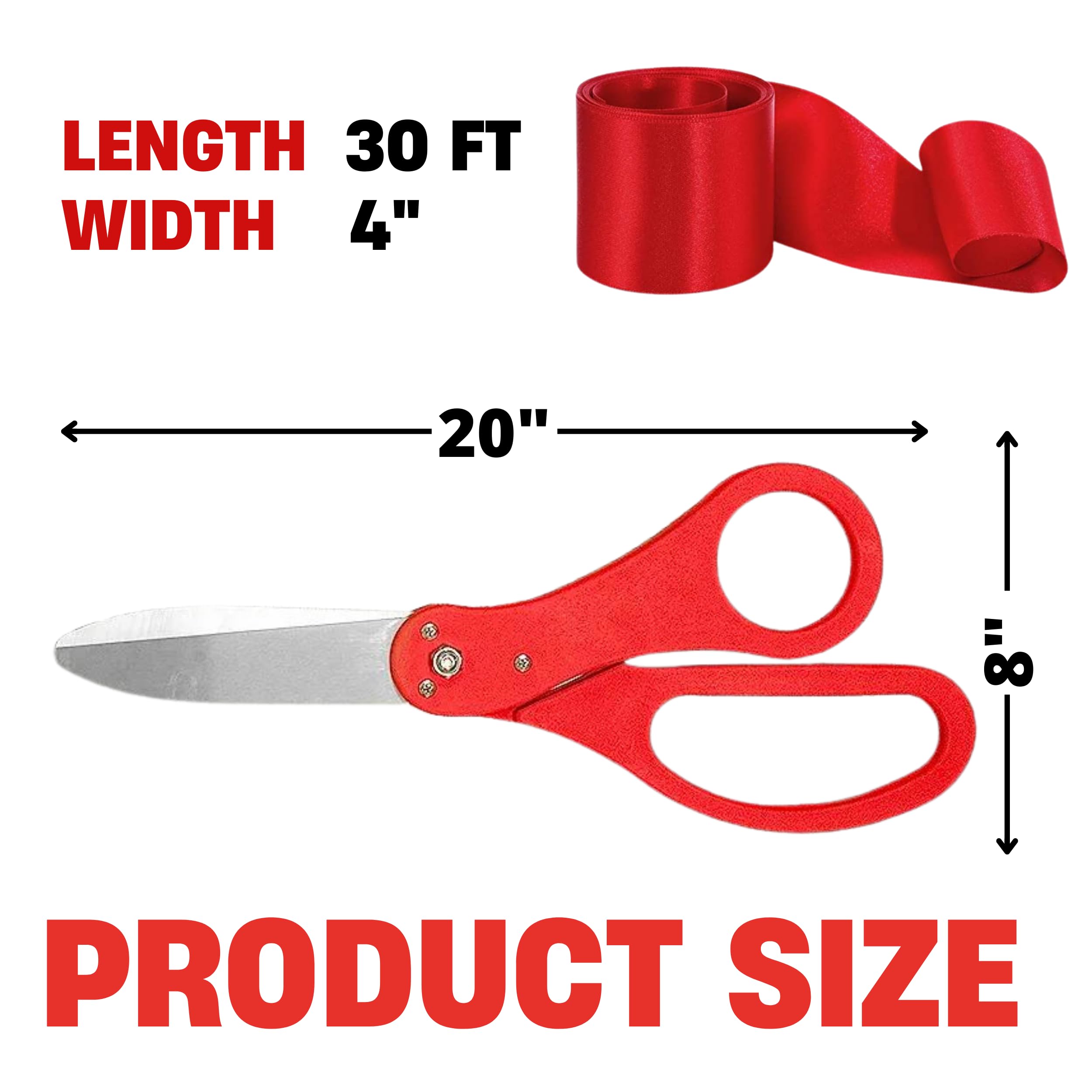 20" Red Scissors for Grand Opening – Red Giant Scissors for Ribbon Cutting Ceremony Heavy Duty Scissors Giants Ribbon Cutting Scissors for Special Events Inaugurations and Ceremonies