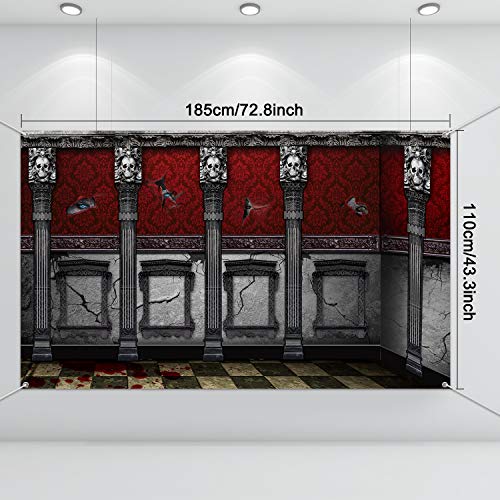 Sumind Halloween Gothic Backdrop Decoration Halloween Photography Background Gothic Mansion Room Scene Setters Banner Halloween Haunted House Party Decoration 72.8 x 43.3 Inch