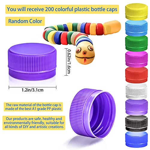 Motbach 200Pcs Plastic Bottle Caps for DIY Craft Environmental Protection and Development of Childrenās Intelligence (Mixed Color)