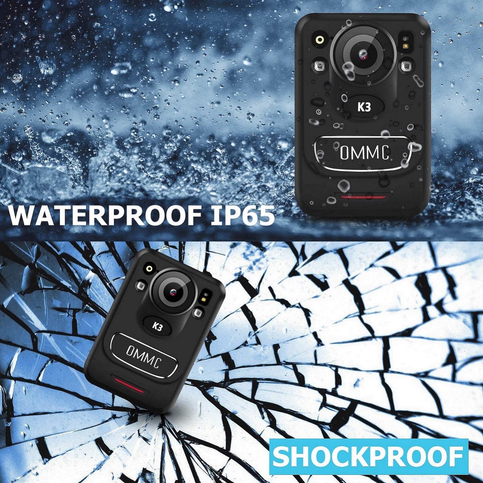 OMMC K3 1440P HD Police Body Camera,Portable Body Camera with with Audio Recording Wearable,Night Vision, 128G Memory Body Worn Camera for Law Enforcement,Personal Use