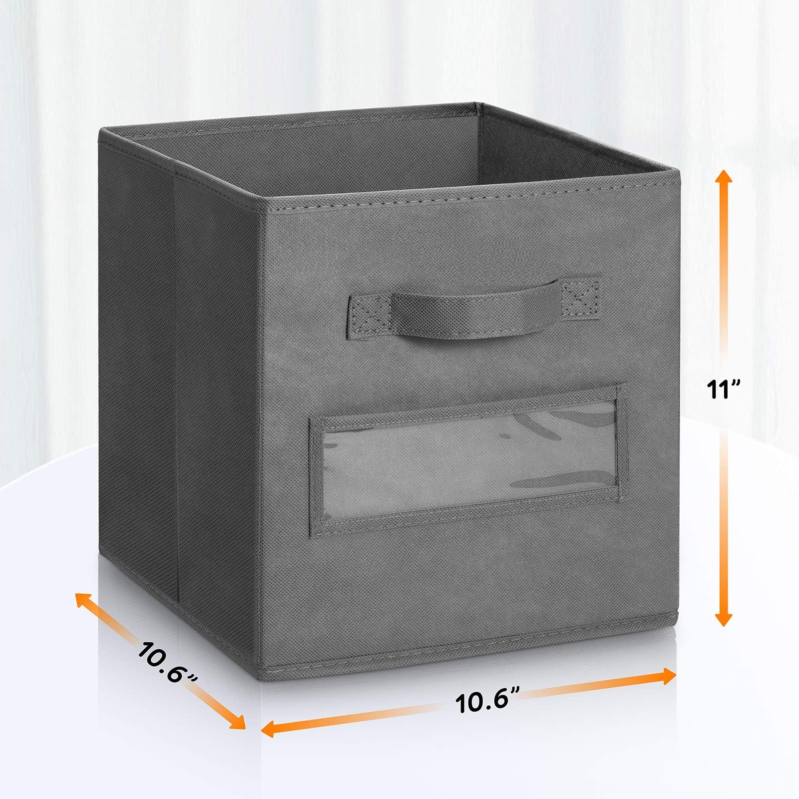 artsdi Set of 8 Storage Cubes,Foldable Fabric Cube Storage Bins with 8 Labels Window Cards & a Pen,Baskets Containers for Shelves,Closet Organizers Box for Home & Office,Gray