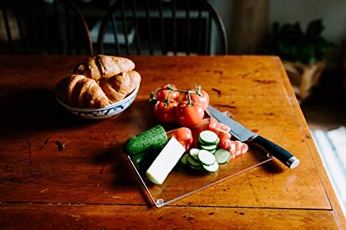Thirteen Chefs Acrylic Cutting Board, 12x8 Inch with Rubber Feet, Clear - Dishwasher Safe and BPA Free