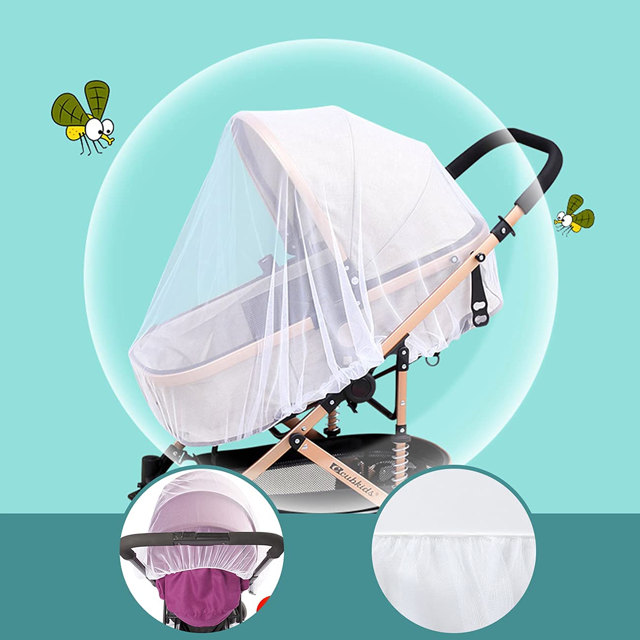 HUAILEI Baby Mosquito Net - Durable Stroller Cover,Honeycomb Grid Stroller Netting Mosquito for Baby Bug Net for Strollers,Bassinets, Child Safety Seat and Portable Mini Crib (2PCS,White and Brown