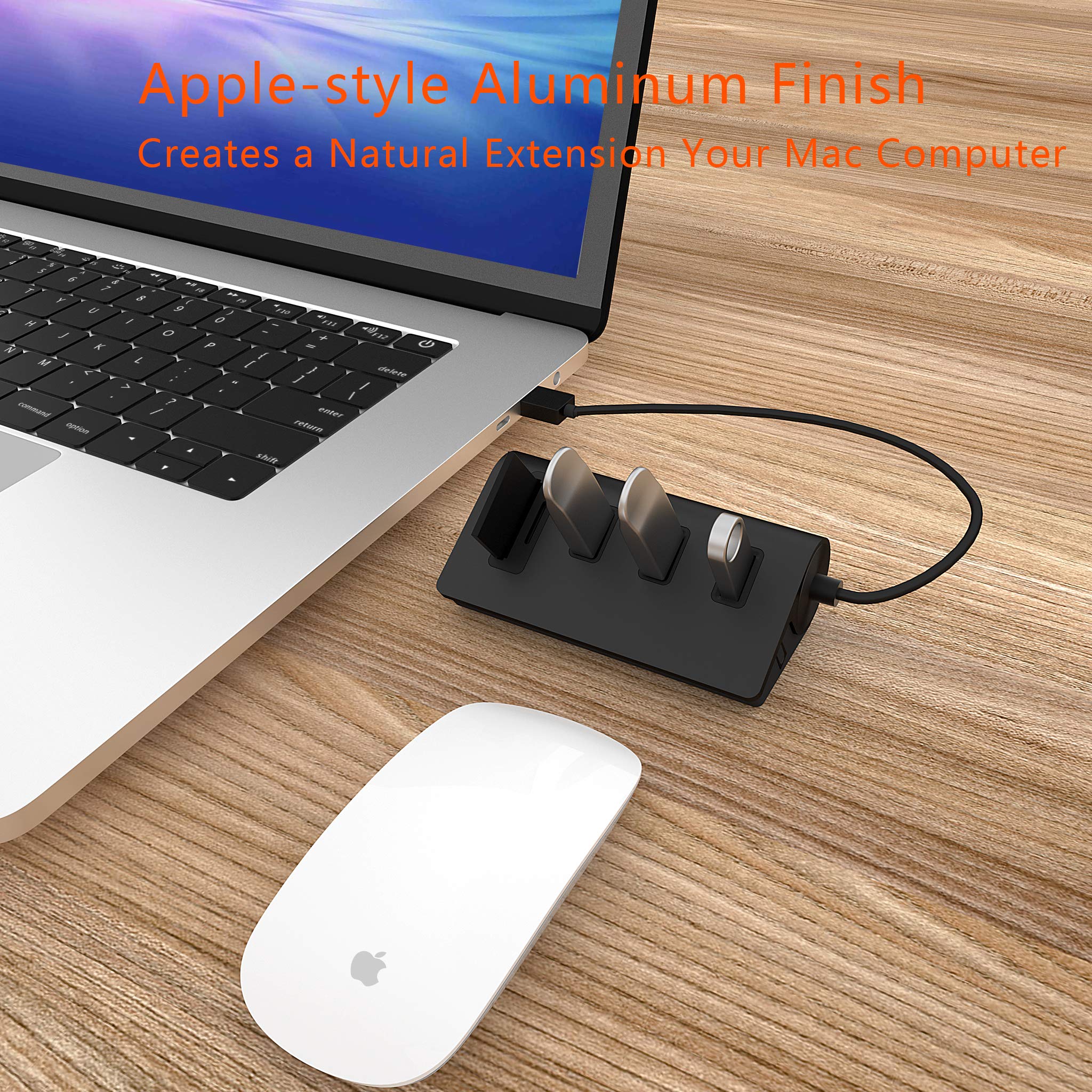 Cateck USB 3.0 HUB, Bus-Powered USB 3.0 3-Port Aluminum Hub with 2-Slots Card Reader Combo for iMac, MacBook Air, MacBook Pro, MacBook, Mac Mini, PCs and Laptops, Black