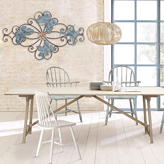 Adeco Metal Butterfly Scroll Wall Sculpture 26.5" Wall Art Decor Hang Indoor Outdoor for Home, Bedroom, Living Room, Office, Garden
