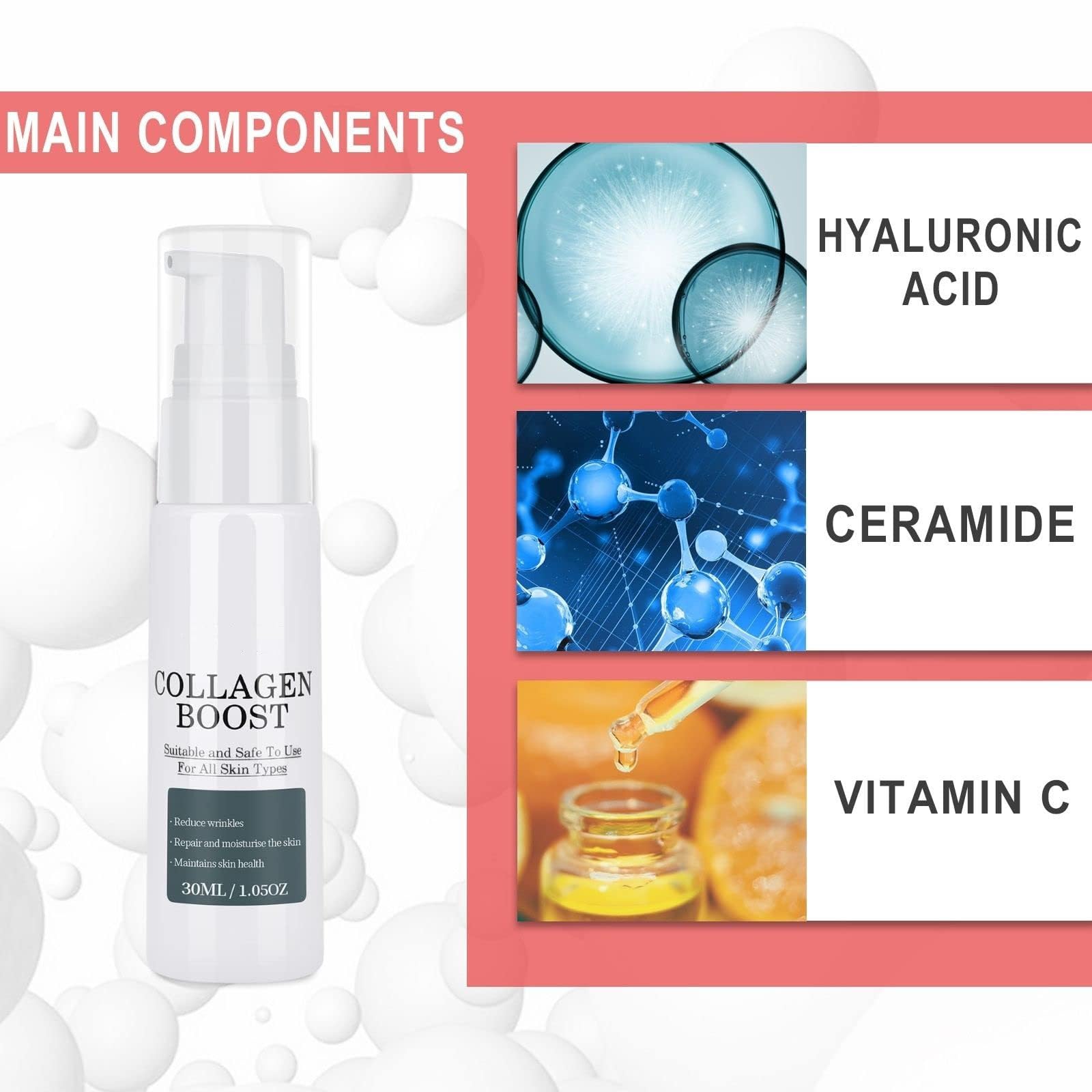 2PCS Collagen Boost Anti Aging Serum, Collagen Boost Anti Aging Serum for Face Wrinkles, Skincare Glow And Protect Serum for All Skin Type