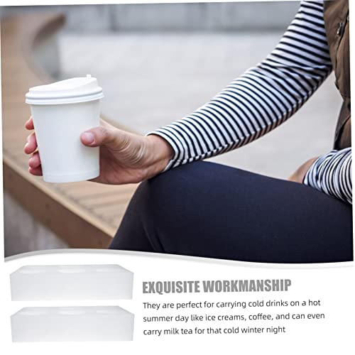 2Pcs Milk Tea Cup Holder Pool Cup Holders for Drinks Cup Holder Tray Drink Carrier for 6 Cup Drink Carrier Drink Carrier Tray Coffee White Packing car Pearl Cotton re-usable