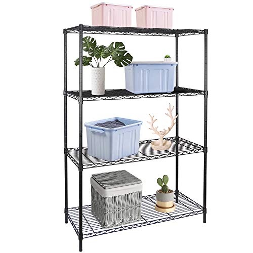 SUPER DEAL Black 4-Shelf Heavy Duty Storage Wire Shelving Unit for Restaurant Garage Pantry Kitchen Garage Rack (36L x 14W x 54H)