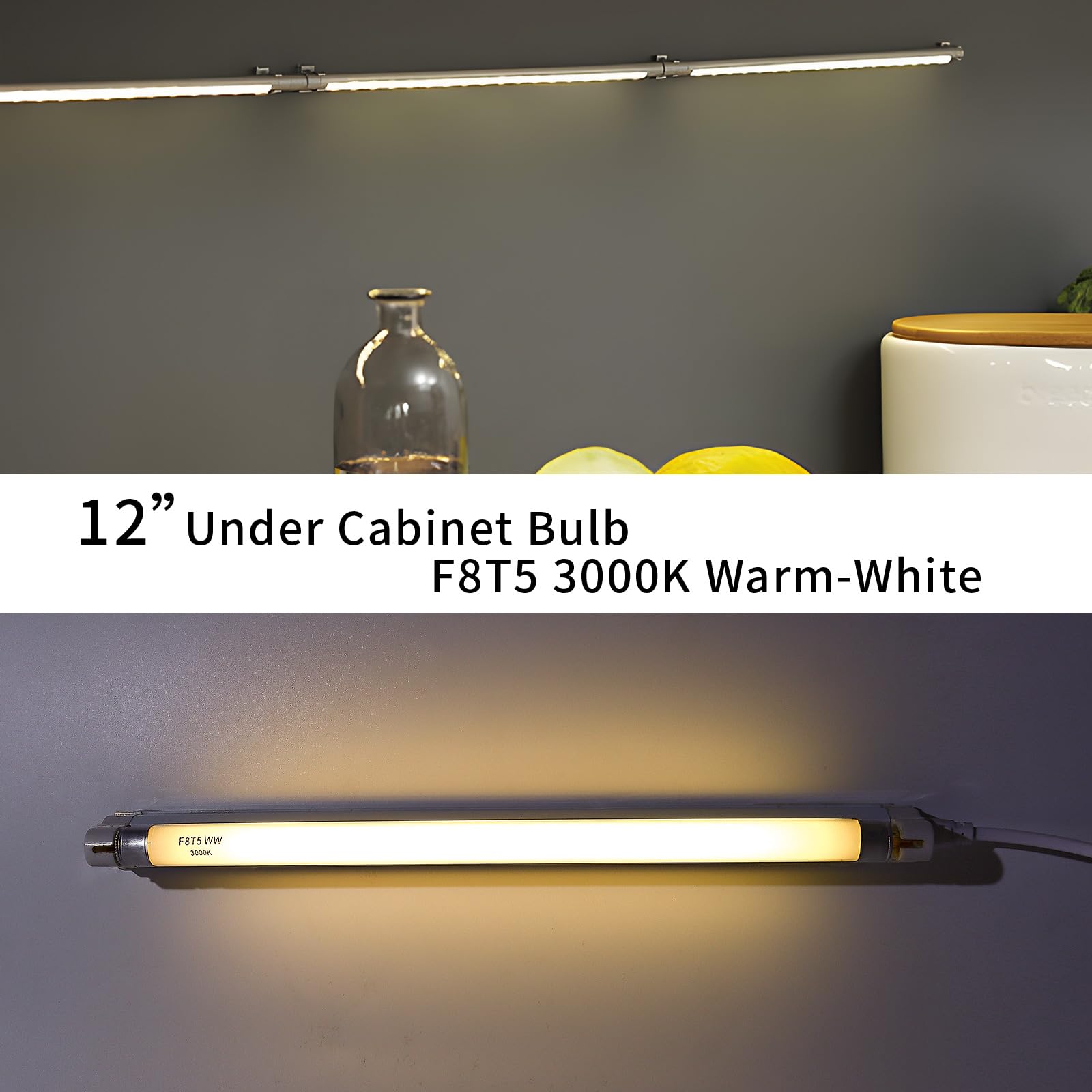 Accway (6 Pack) F8T5/WW 12ββ Linear Fluorescent Light Bulb, 8W Warm White T5 Tube, 3000K Soft White Lamp, G5 Mini Bi Pins Base Replacement for Under Cabinet Light, RV, Closet