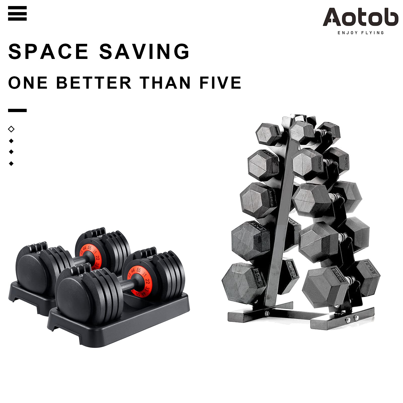 AOTOB 55 lbs (Pair) Adjustable Dumbbell Set, Dumbbells Adjustable Weights with Anti-Slip Fast Adjust Turning Handle, Dumbbell Sets Adjustable for Men and Women, Dumbbells Pair for Home Gym Exercise