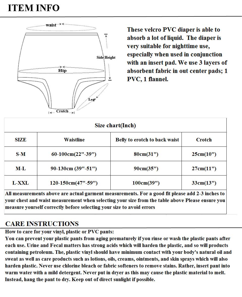 Haian ABDLAdult Incontinence AIO PVC Diapers (L-XXL, Baby Pink)