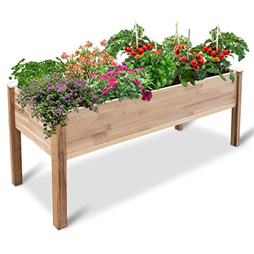 Jumbl Raised Canadian Cedar Garden Bed | Elevated Wood Planter for Growing Fresh Herbs, Vegetables, Flowers, Succulents & Other Plants at Home | Great for Outdoor Patio, Deck, Balcony | 72x23x30”