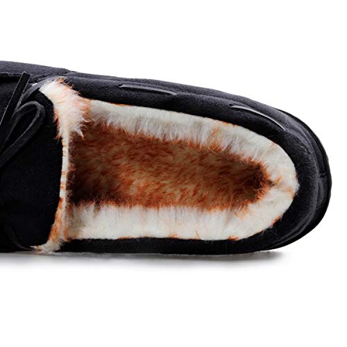 Amazon Essentials Men's Warm Plush Slippers, Black, 8