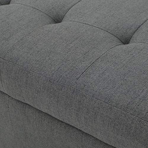 Christopher Knight Home Guernsey Fabric Storage Ottoman, Charcoal