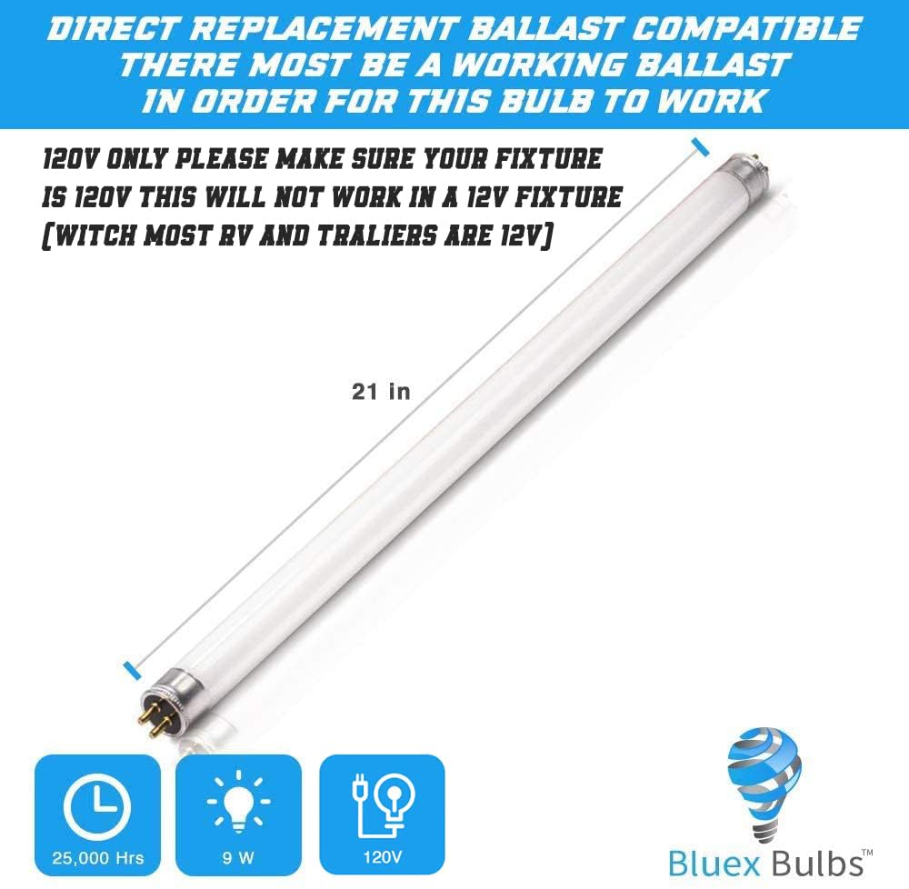 4 Pack T5 21 Inch LED F13T5DL LED Replacement Bulb F13T5 LED 9 Watts 920 Lumens Daylight White 6500k 120V F13 T5 13 Watt Bulb