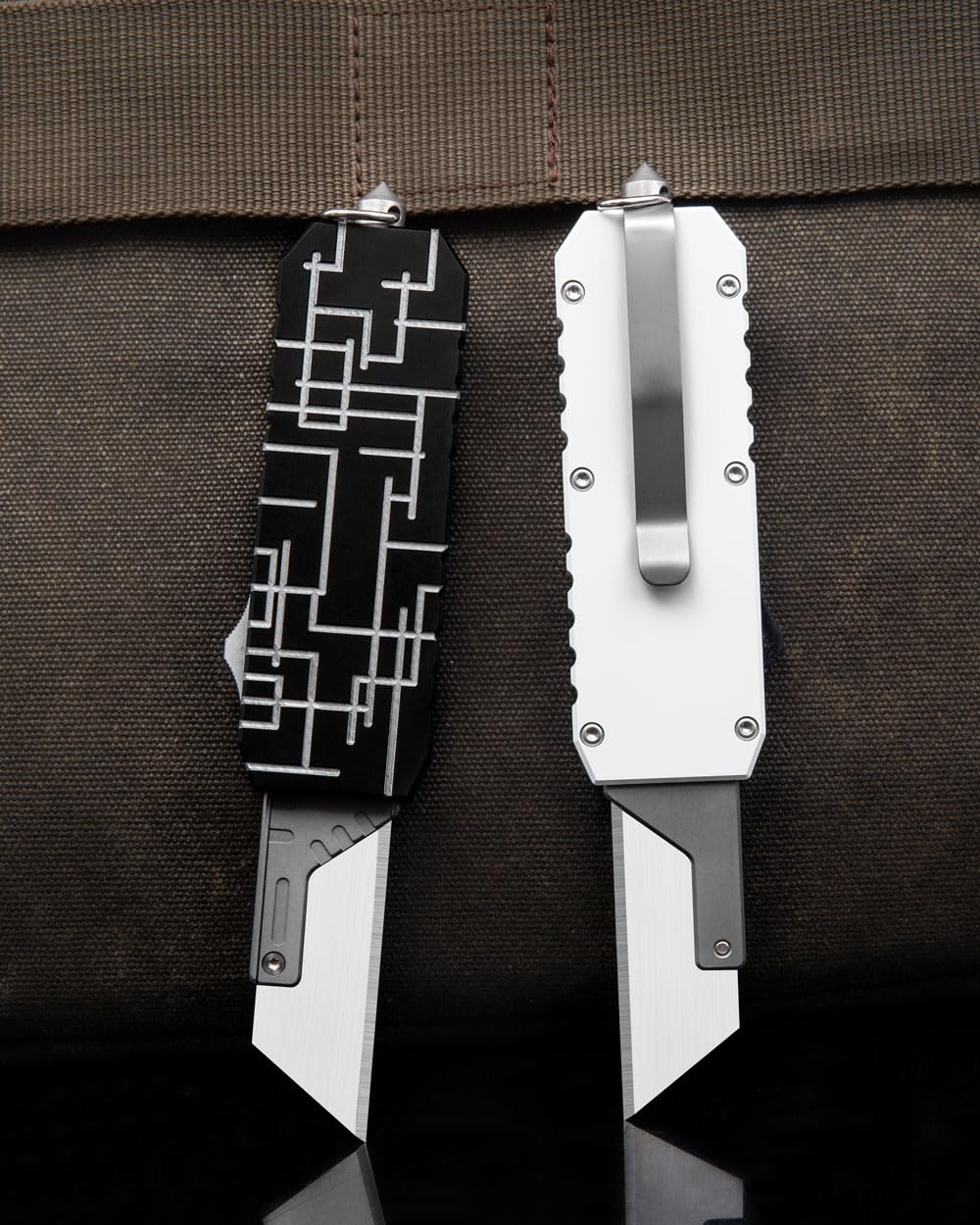 ainhue A37 Auto Retractable Box Cutters Utility Knife, Heavy Duty Cardboard Cutter EDC Pocket Knives, 10pcs Replaceable Blade with Pocket Clip, Glass Breaker (White)