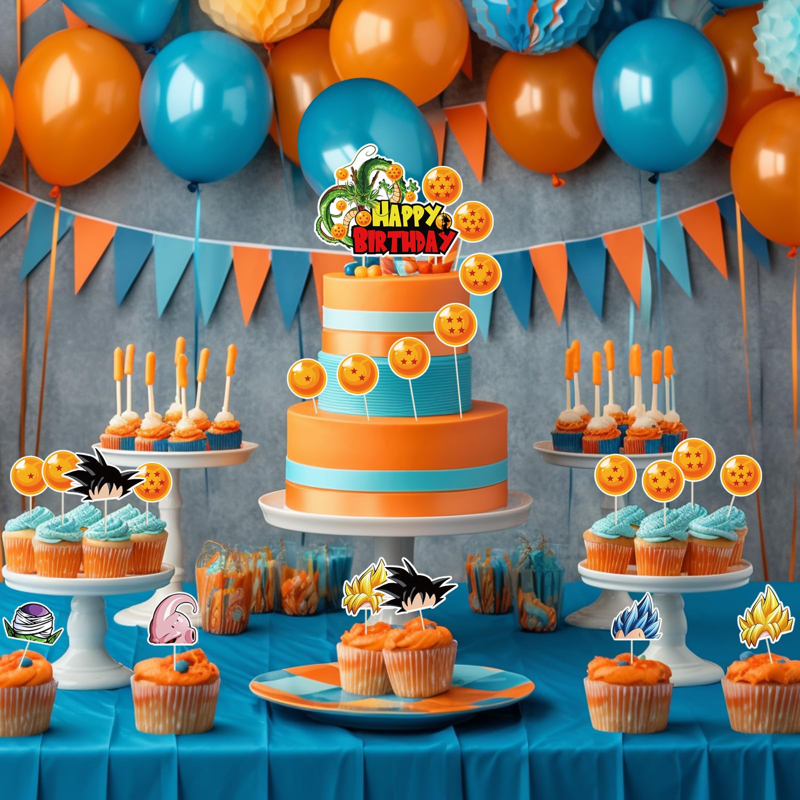 25Pcs Kids Theme Party Cake&Cupcake Toppers for Birthday Party Supplies,Boys' Theme Birthday Party Decoration