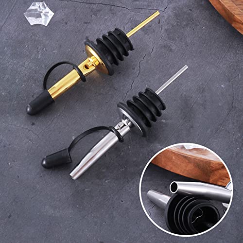 24 Pack Liquor Pourers, 304 Stainless Steel Bottle Pourer Olive Oil Spout Alcohol Spouts with Rubber Dust Caps Cover, For About 3/4" Bottle Mouth.