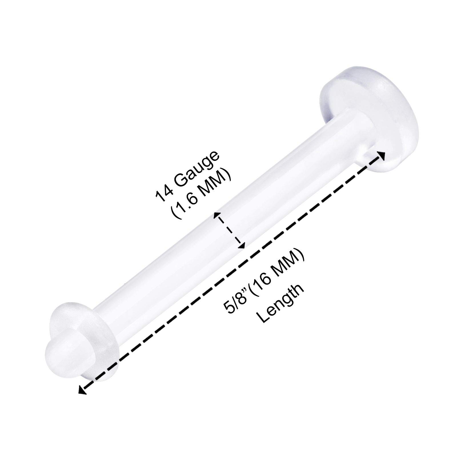 2PCS Flexible Acrylic Clear Tongue Rings Stud Nipple Bars Barbell Retainer 14 Gauge Piercing Jewelry 2467