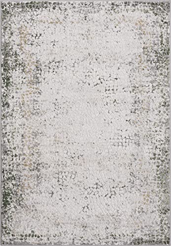 Abani Atlas 4'x6' Green/Grey Area Rug, Contemporary Abstract - Durable Non-Shedding -Easy to Clean