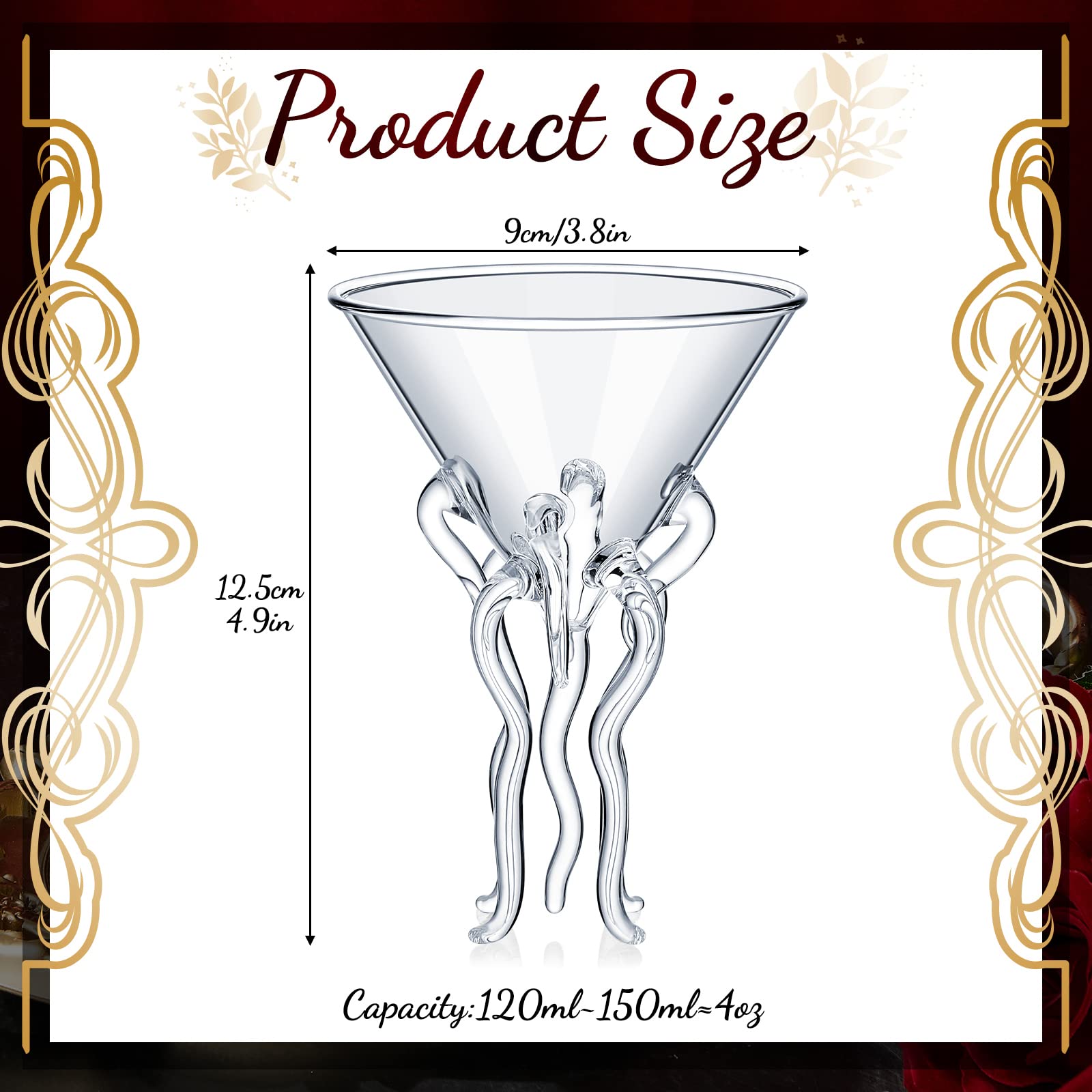 4 Pcs Octopus Martini Glass 4 oz Fun Cocktail Glasses Jellyfish Wine Glass Creative Jellyfish Glass Cup for Margarita Whiskey Drinking Glassware Kitchen Bar Party Wedding