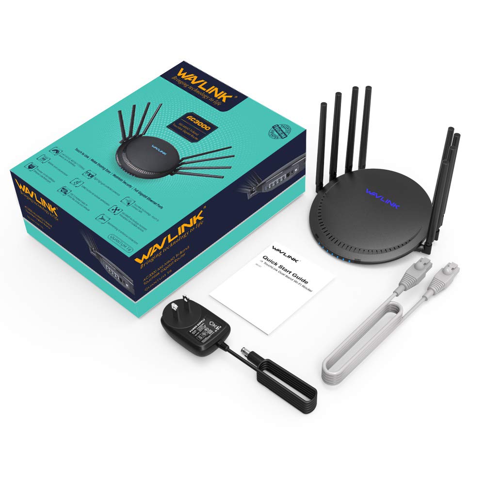 WAVLINK AC3000 Smart Wi-Fi Router for Home,MU-MIMO Tri-Band Wireless Interent Gigabit Router,High Speed WiFi Range Extender with Touchlink,4K Streaming/Gaming(Ethernet Ports,Guest WiFi, QoS)