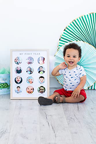 Pearhead Baby's First Year Photo Frame, Monthly Growth Baby Picture Frame, Gender-Neutral Baby Frame, Wooden