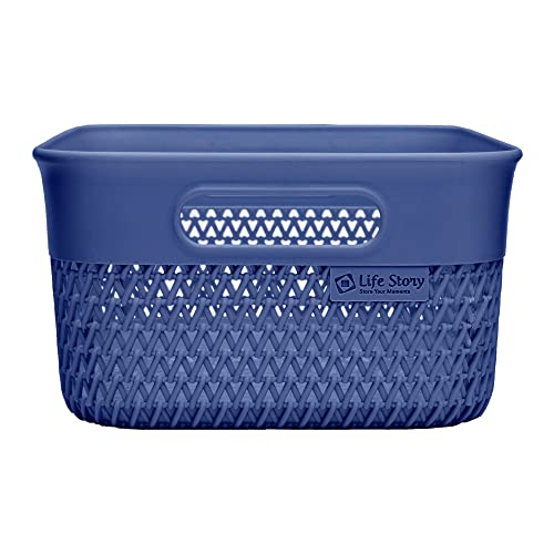 Life Story Lightweight Heavy Duty Storage Woven Trendy Basket 10 Quarts w/Built-In Handles Blue (6 Pack)