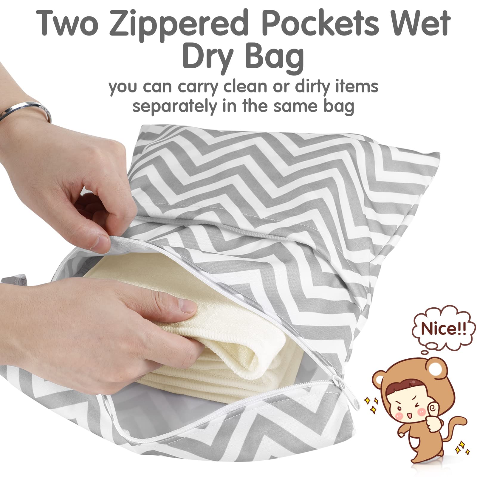 20 Pack Bamboo Cloth Diaper Inserts 4 Layers Diaper Liner Soft Absorbent Reusable Liners Washable Diapers Inserts with an Extra Diaper Bag for Baby Newborn Cloth Diapers