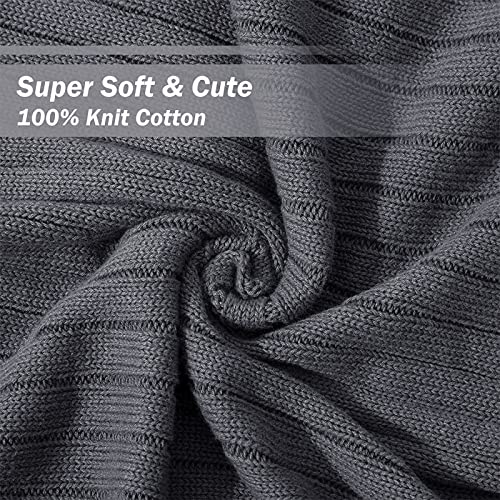 Fomoom Pom Pom Throw Blanket, Chunky Knit Pom Poms Throw Blanket, Decorative Knitted Cotton Blanket with Pompom Tassels for Gift (Dark Gray, 59"x79")