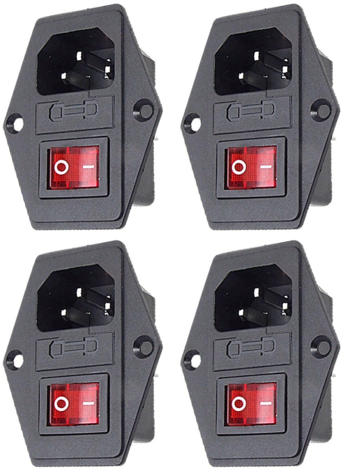 CESS AC Power Socket Inlet Module, 4 Pack, 10A 250V, Male Plug with Fuse Switch